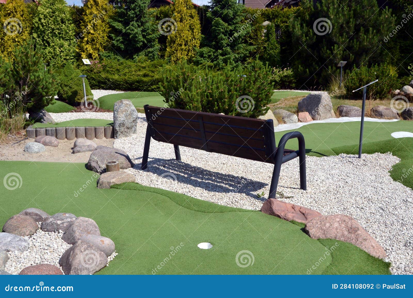 Mini Golf Course, Yellow Mini Golf Ball. Stock Photo - Image of leisure ...