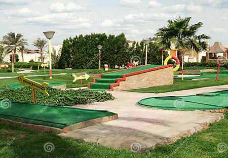 Mini golf field stock image. Image of idyllic, flag, club - 13765927