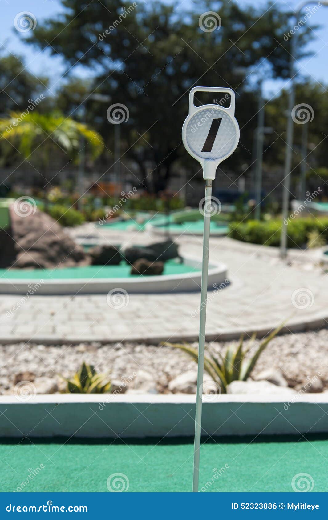 Mini Golf Hole Marker Outdoors Stock Photo - Image of summer, green ...
