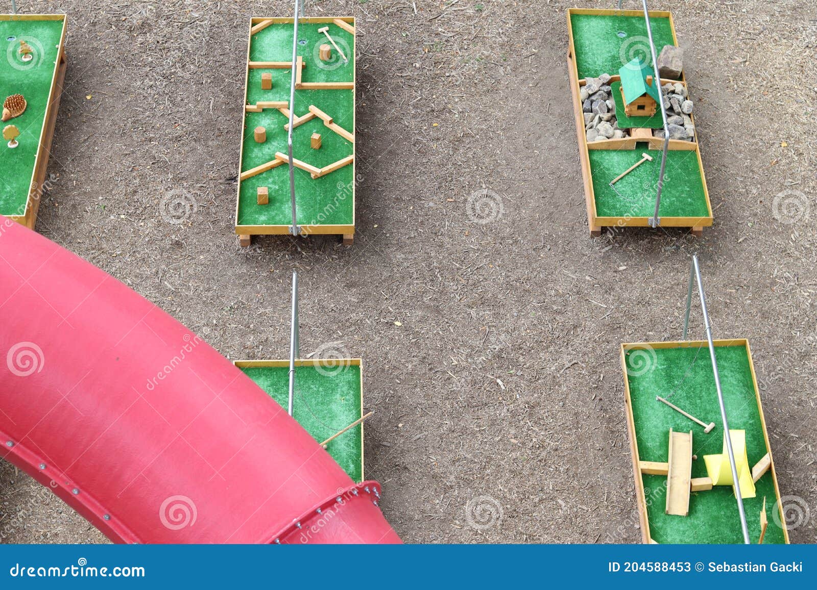 Mini golf playing tables stock image. Image of hobby - 204588453