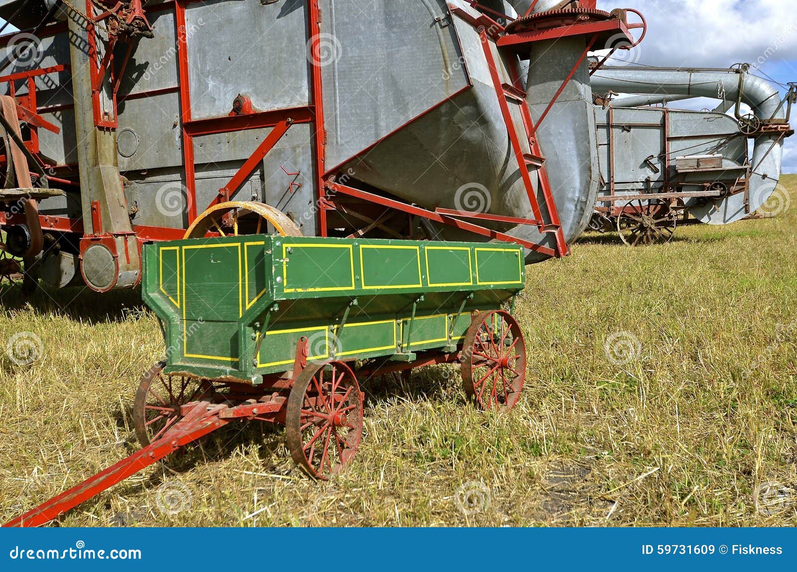 Mini Grain Wagon and Threshing Machines Stock Image - Image of harvest ...