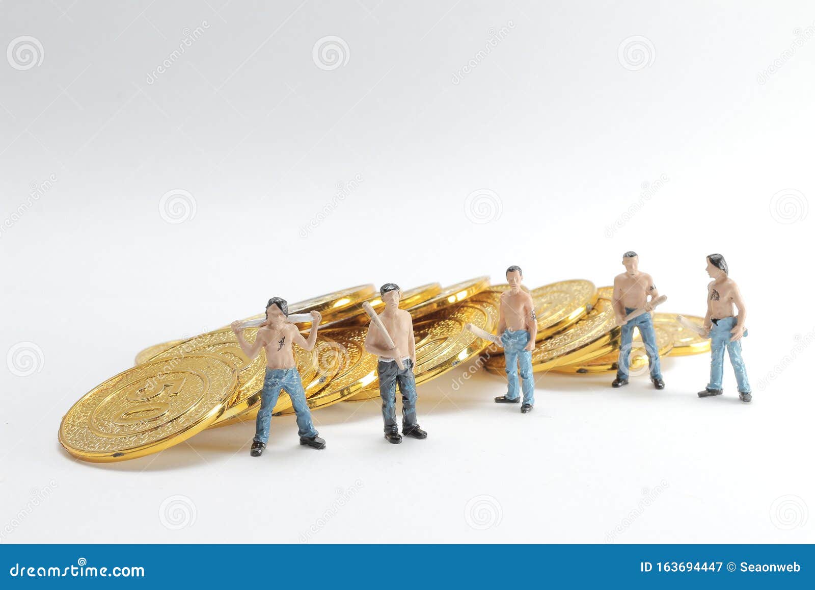 A Mini of Group Bad Guys with Coins Stock Image - Image of scrap, humor ...