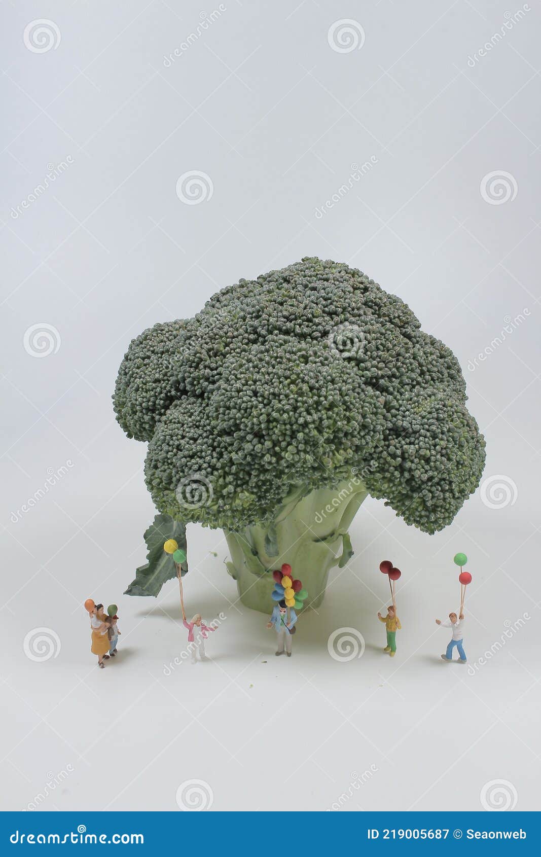 The MinI Happy Children with Balloons Near the Broccoli Tree Stock ...