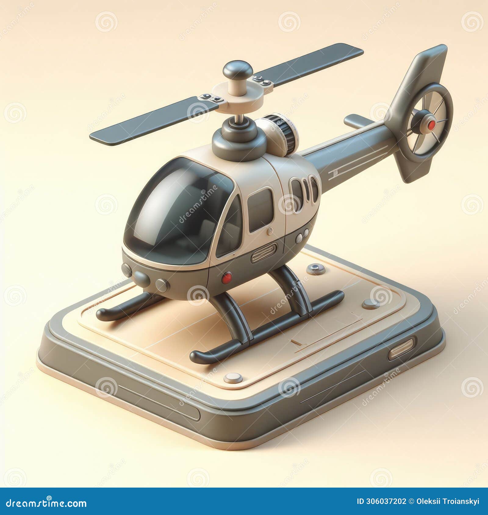 Mini Helicopter. 3D Cute Minimalistic Illustration on a Light ...
