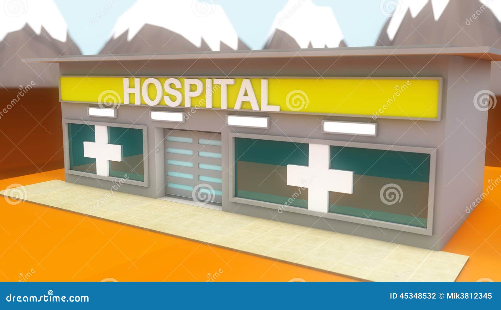 Mini Hospital cartoon stock illustration. Illustration of exterior ...