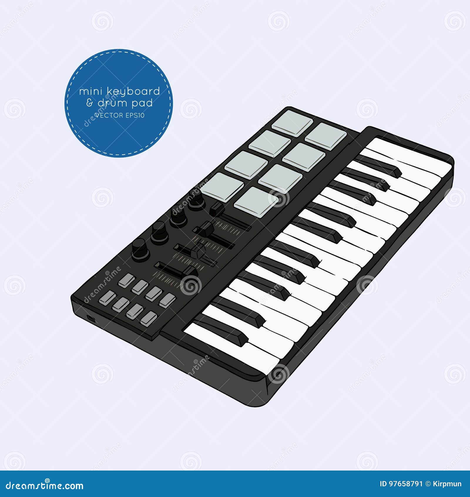 Mini Keyboard Sketch Vector. Stock Vector - Illustration of drumsticks ...
