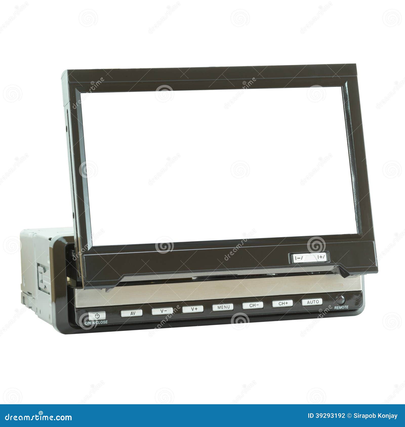 Mini LCD TV Per L'automobile Isolata Su Bianco Fotografia Stock ...