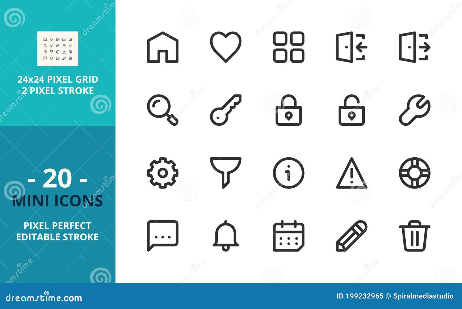 Mini Line Icons about Interface. Pixel Perfect and Editable Stroke ...