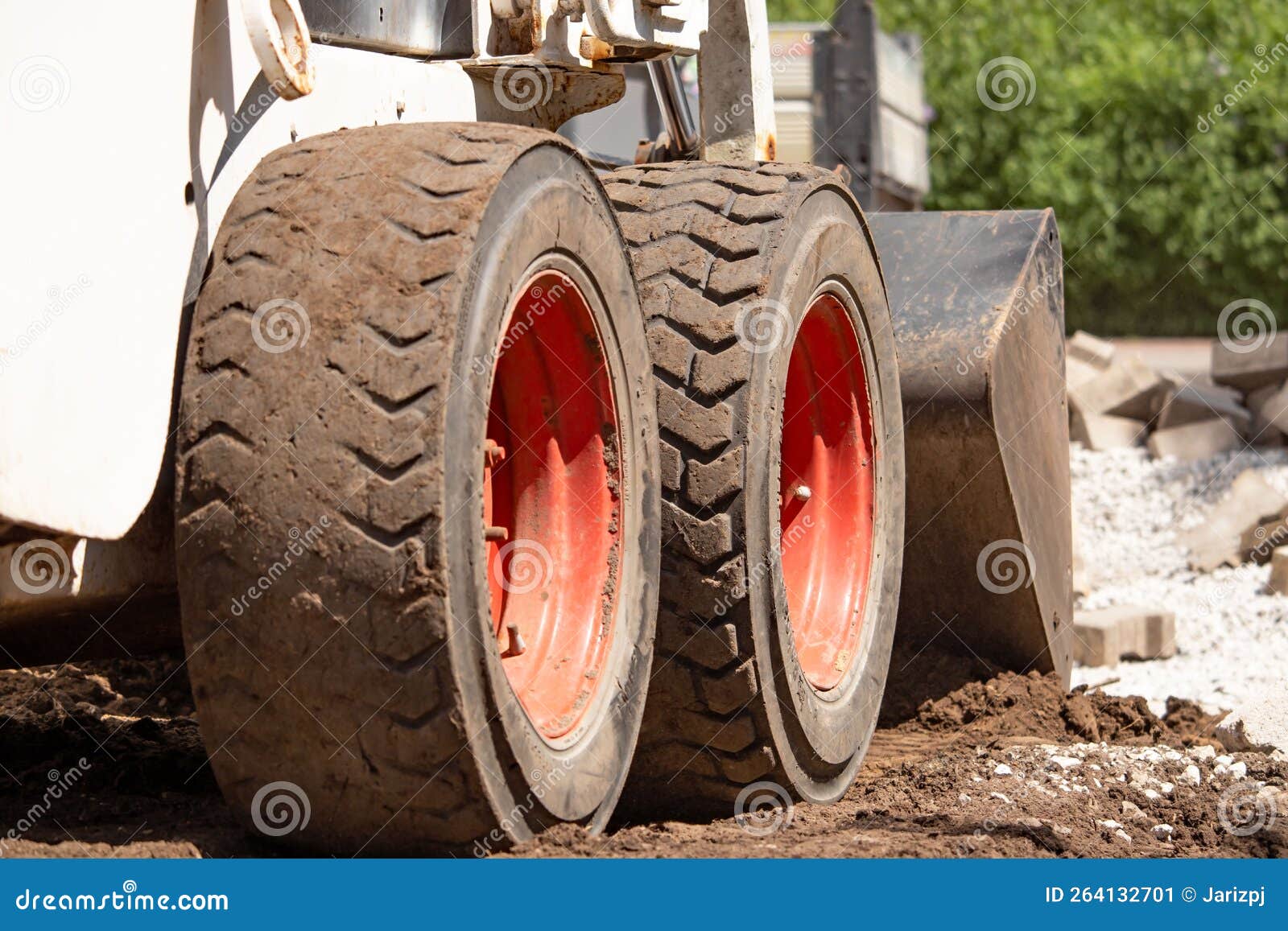 Mini Loader on Wheels during Heavy Earthworks Stock Image - Image of ...