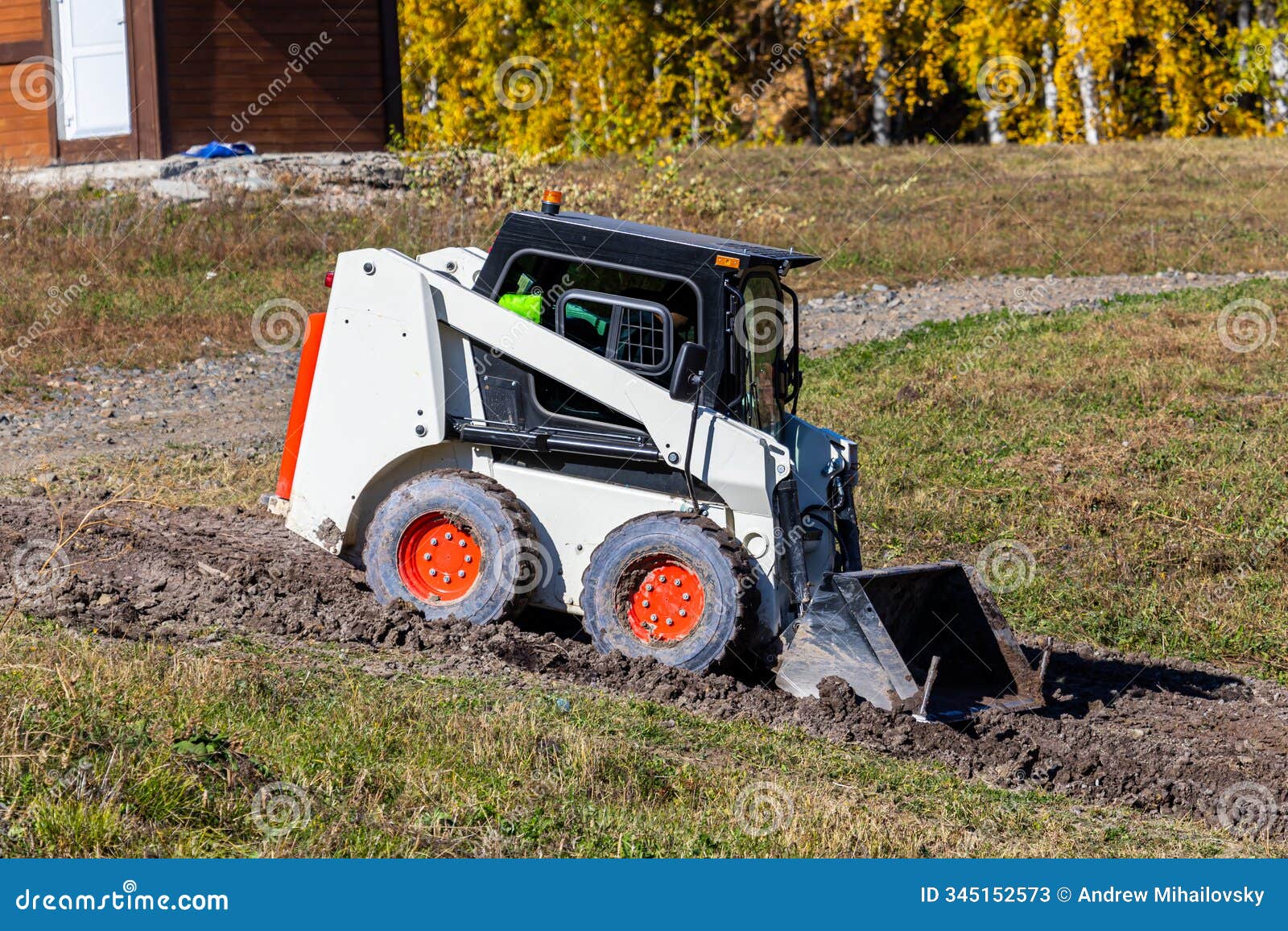 Mini Loader Working in Rural Area Stock Image - Image of mover, compact ...