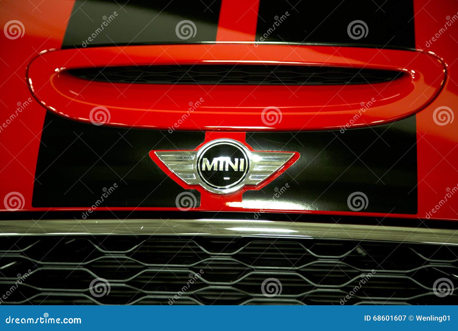 MINI logo on red car editorial photography. Image of speed - 68601607