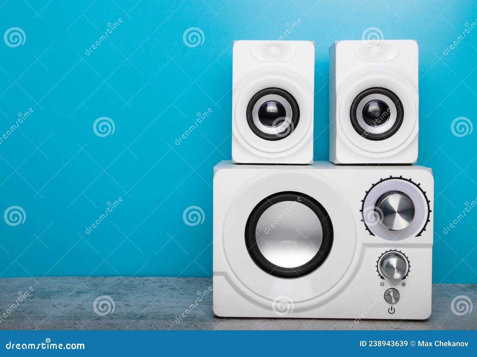 Mini Loud Speaker Isolated on Blue Stock Image - Image of isolated ...