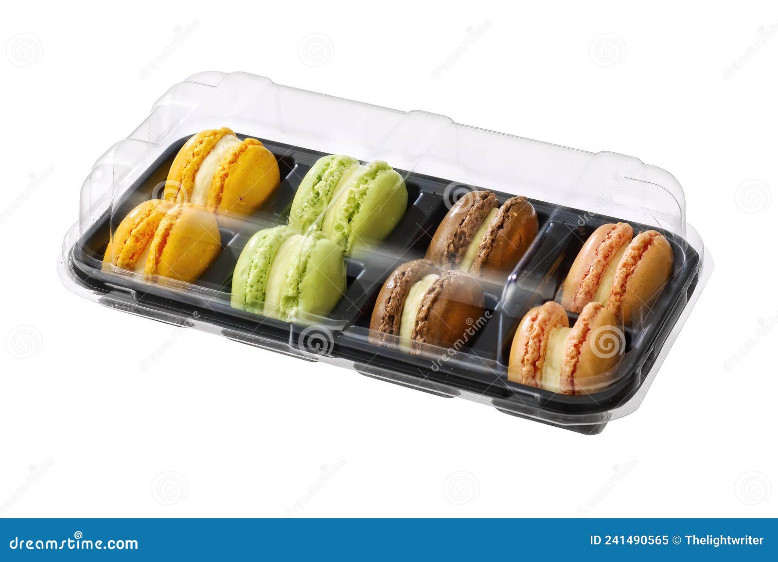 Mini Macrons in Plastic Packaging Isolated Stock Image - Image of ...