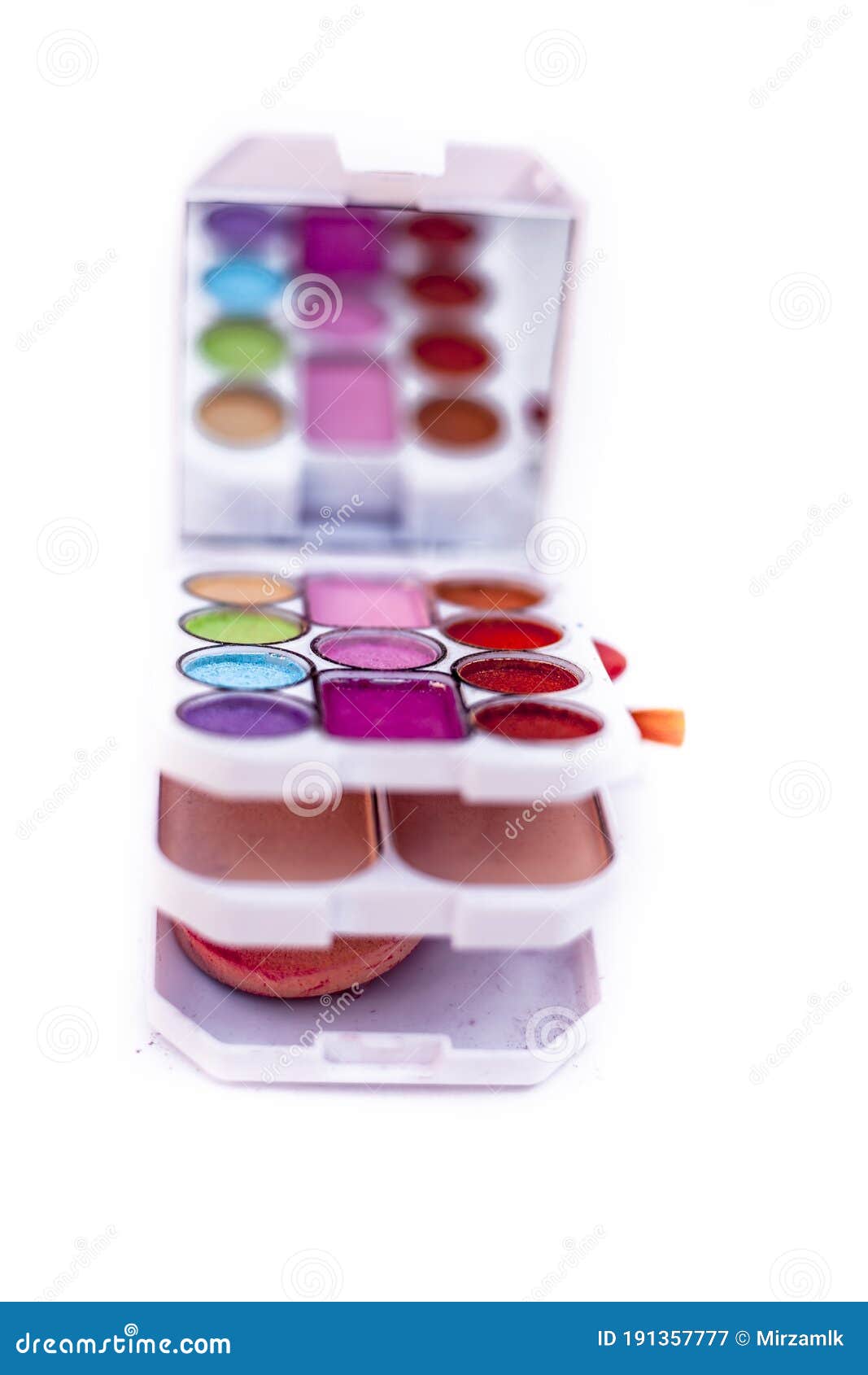 Mini Make Up Kit or Box Isolated on White. Stock Image - Image of ...