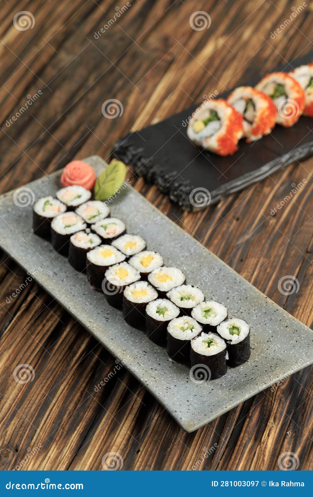 Mini Maki Sushi Platter stock image. Image of salmon - 281003097