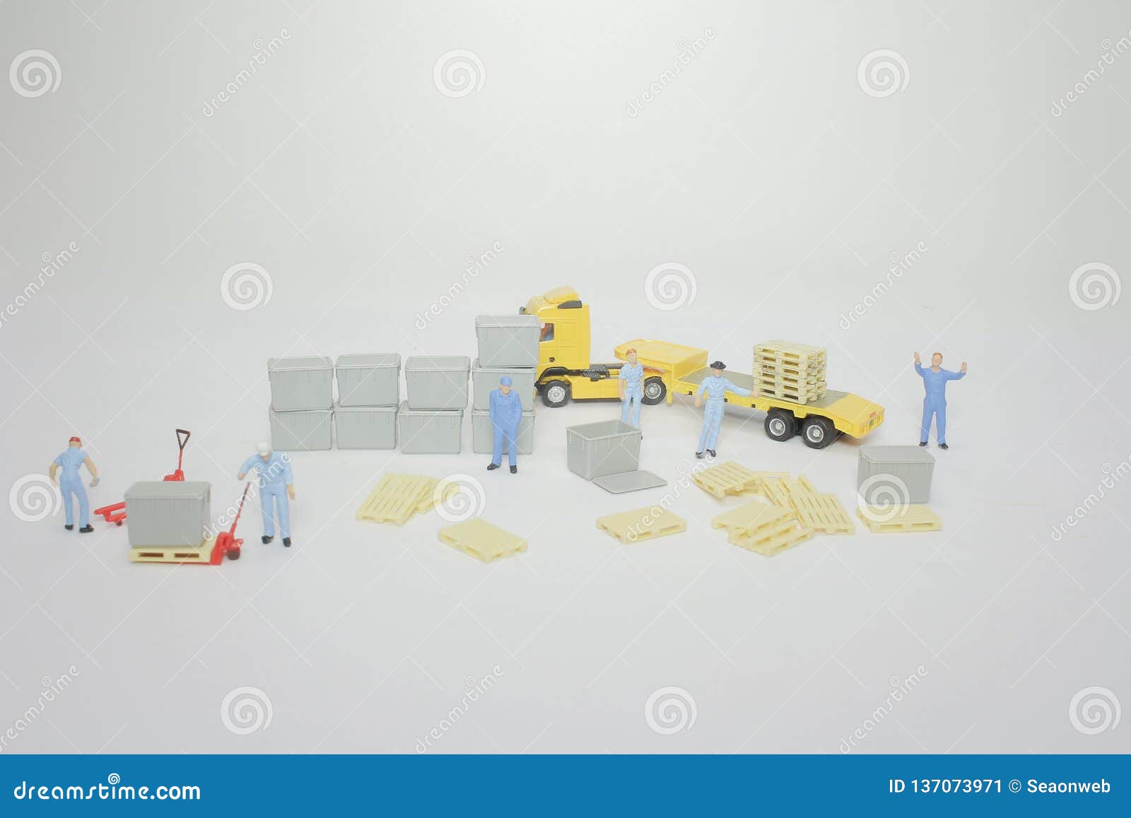 Mini Man Worker Figure Using a Trolley Stock Image - Image of storage ...