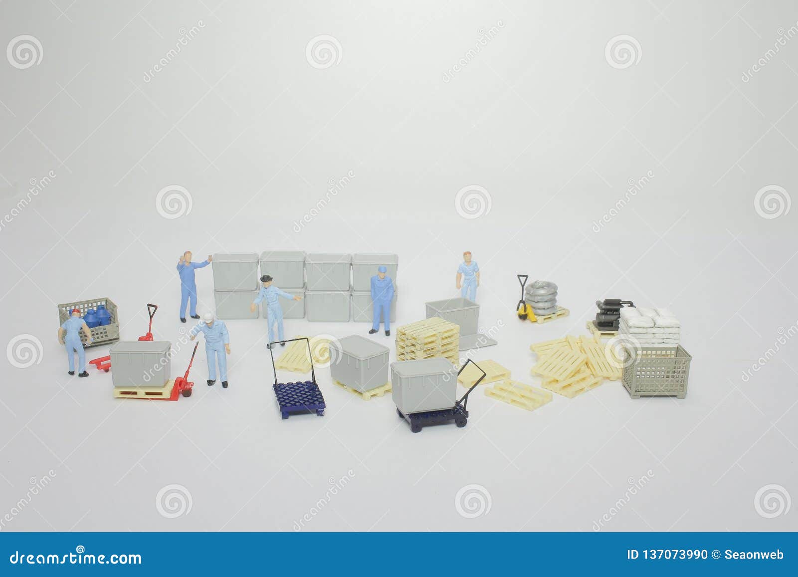 Mini Man Worker Figure Using a Trolley Stock Photo - Image of shipping ...