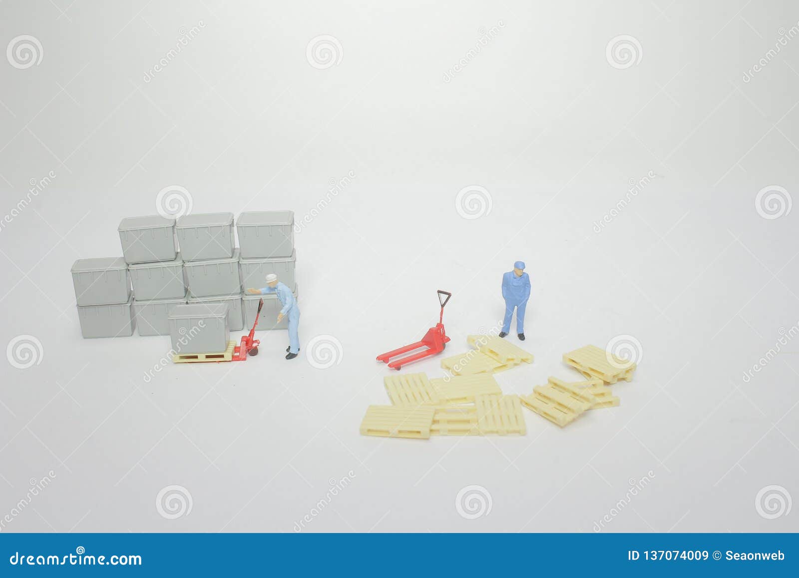 Mini Man Worker Figure Using a Trolley Stock Image - Image of goods ...
