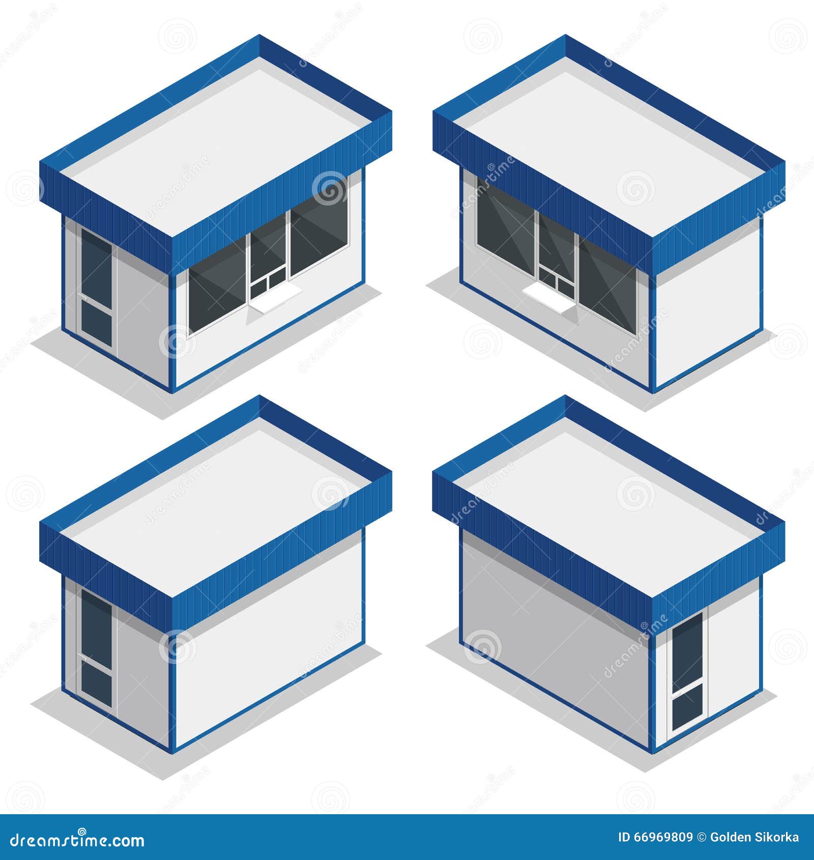 Mini Market Exterior. Vector Flat 3d Isometric Illustration. Stock ...