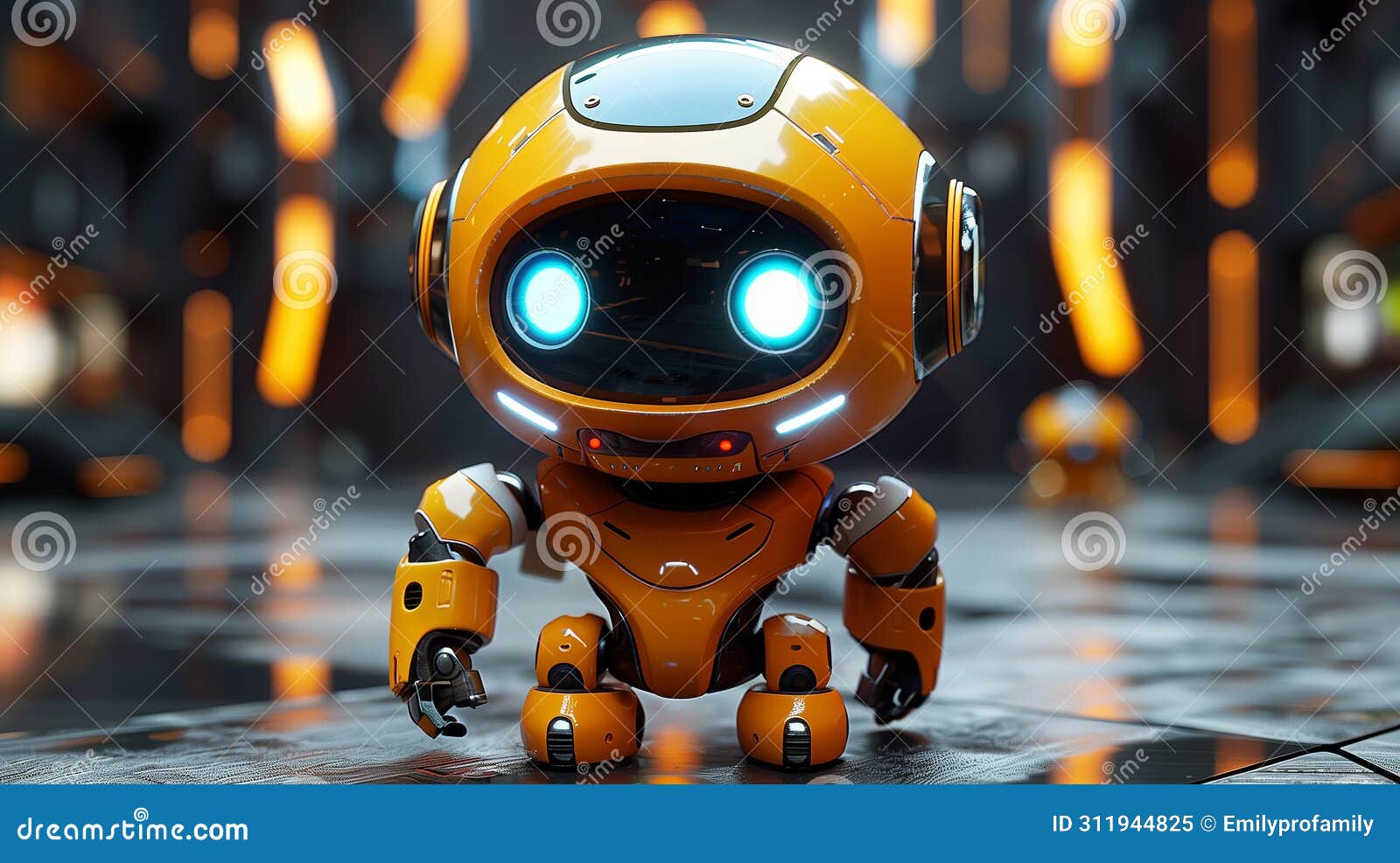 Mini Marvel: Robot Baby, Small-scale Animated Companion. Stock ...