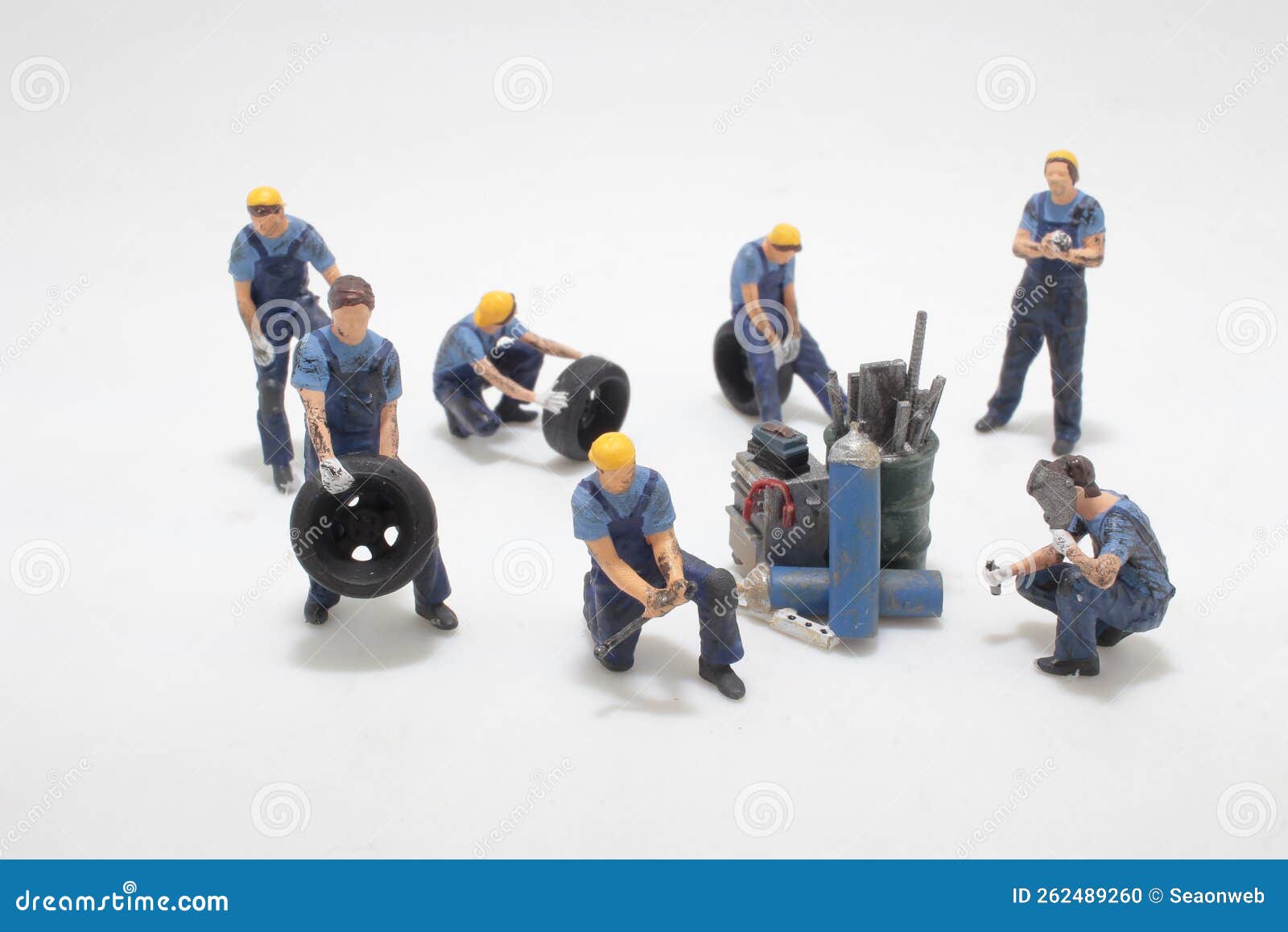 Mini Mechanics Working, the Auto Mechanics Team Stock Photo - Image of ...