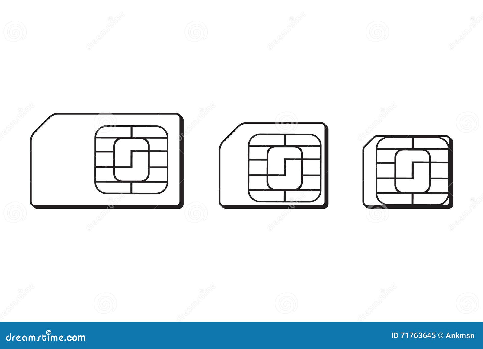 Mini, Micro, Nano Sim Cards Silhouette Outline Stock Vector ...