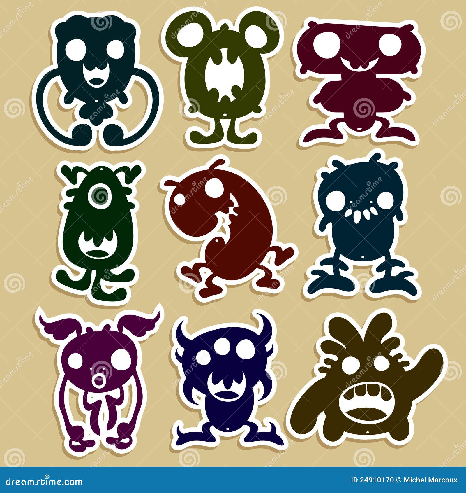 Mini Monsters vector illustratie. Illustration of monsters - 24910170