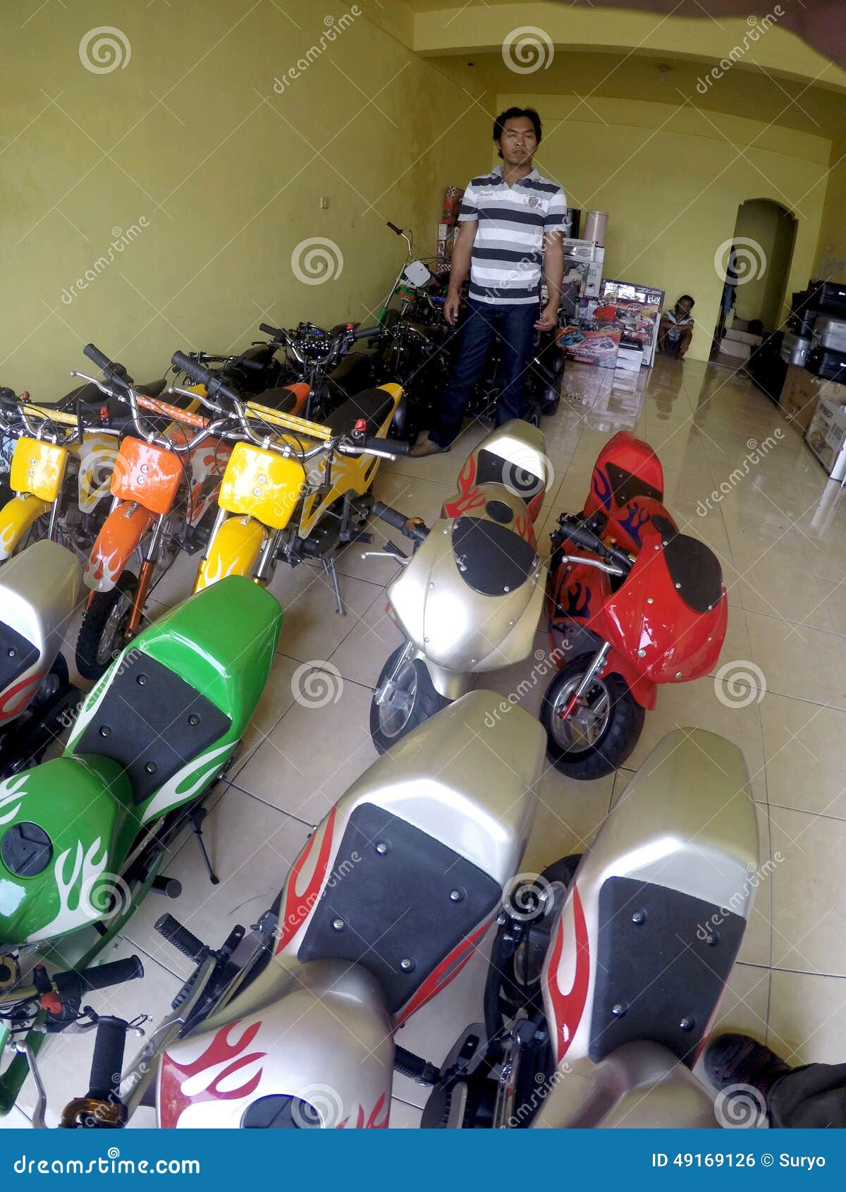 Mini motorcycle editorial photo. Image of room, mini - 49169126