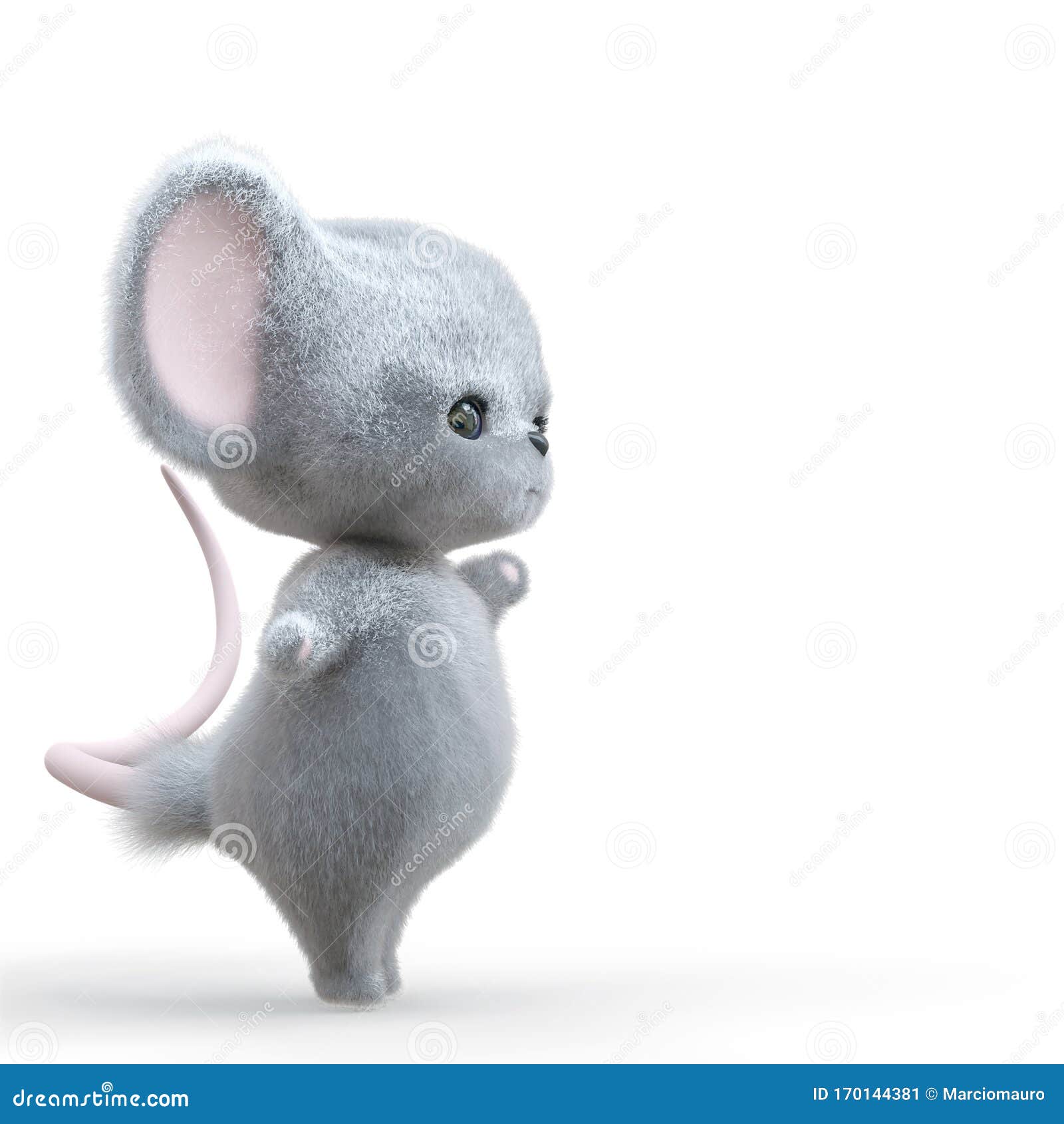 Mini Mouse Cartoon in White Background Side View with Copy Space Stock ...
