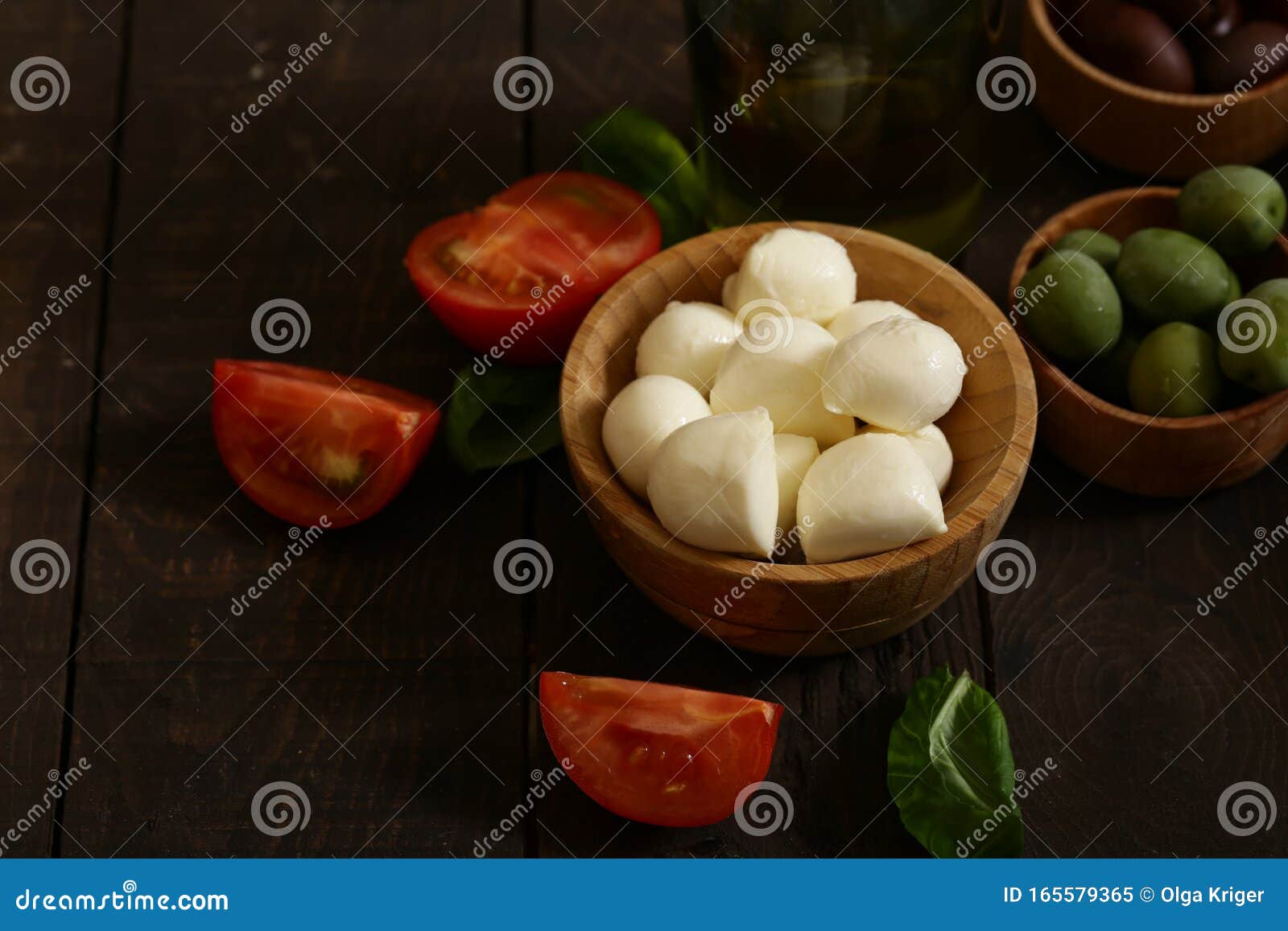 Mini mozzarella cheese stock image. Image of basil, italian - 165579365