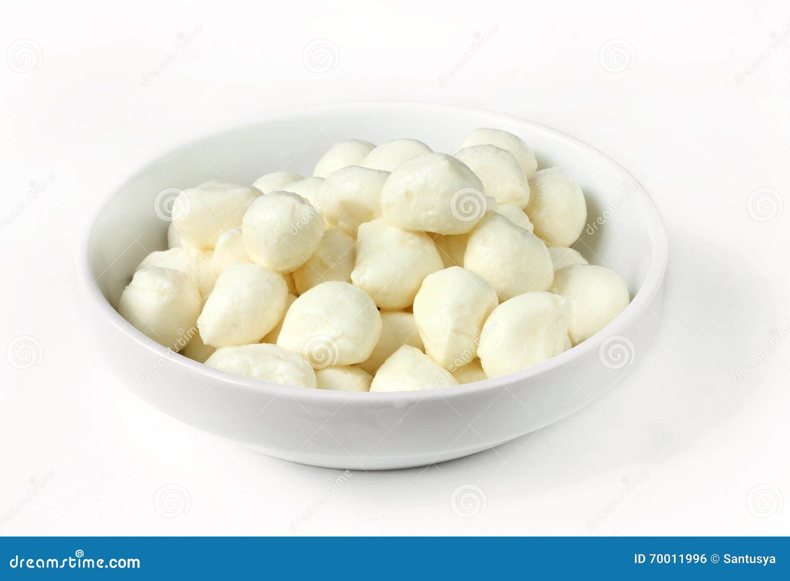 Mini Mozzarella in a White Bowl Stock Photo - Image of foodstuff ...