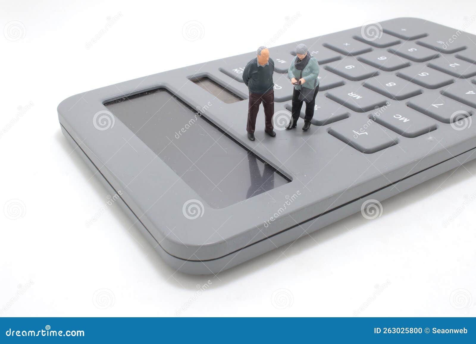 The Mini Old People with a Calculator Stock Photo - Image of boss ...