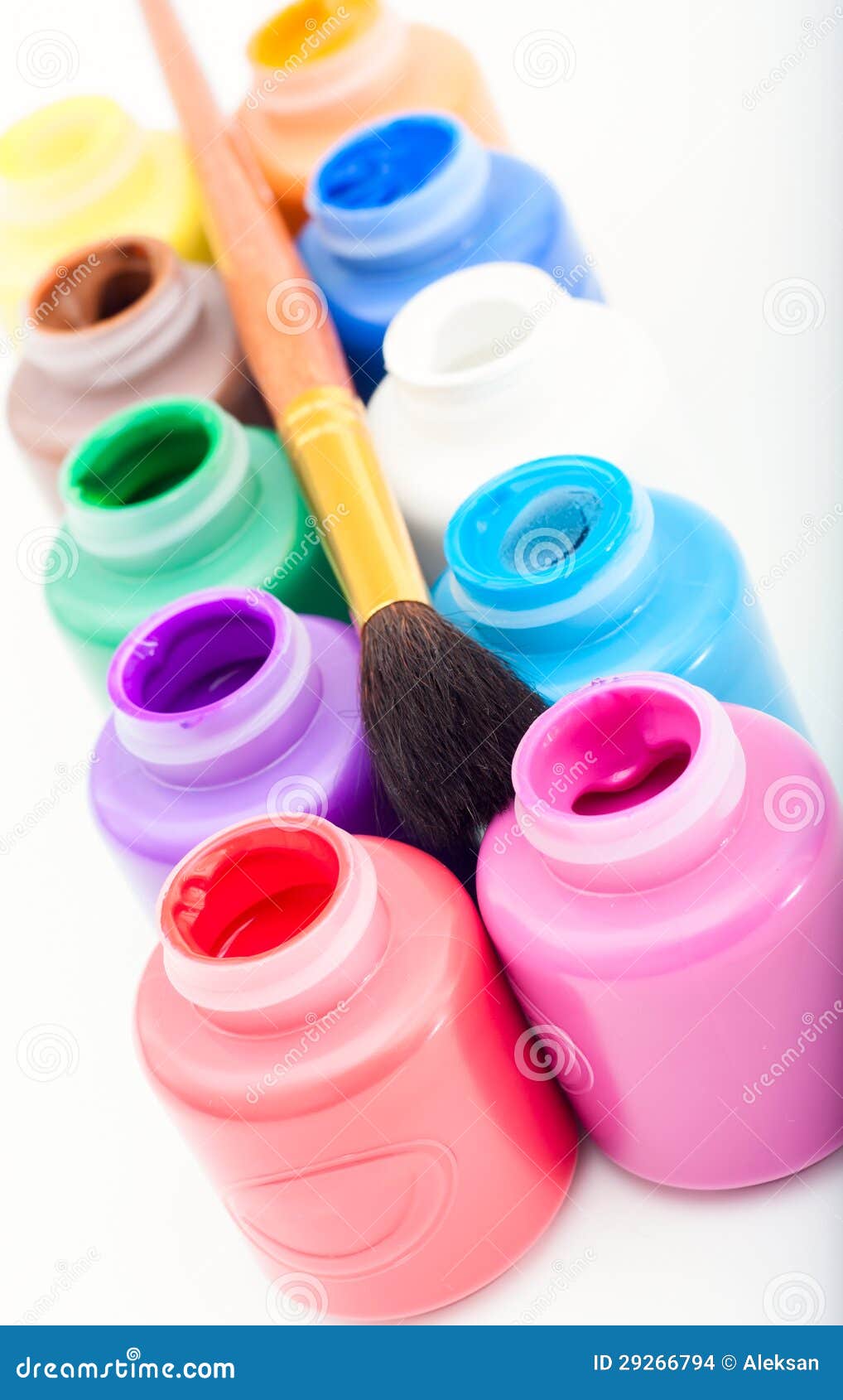 Mini paint cans and brush stock photo. Image of green - 29266794
