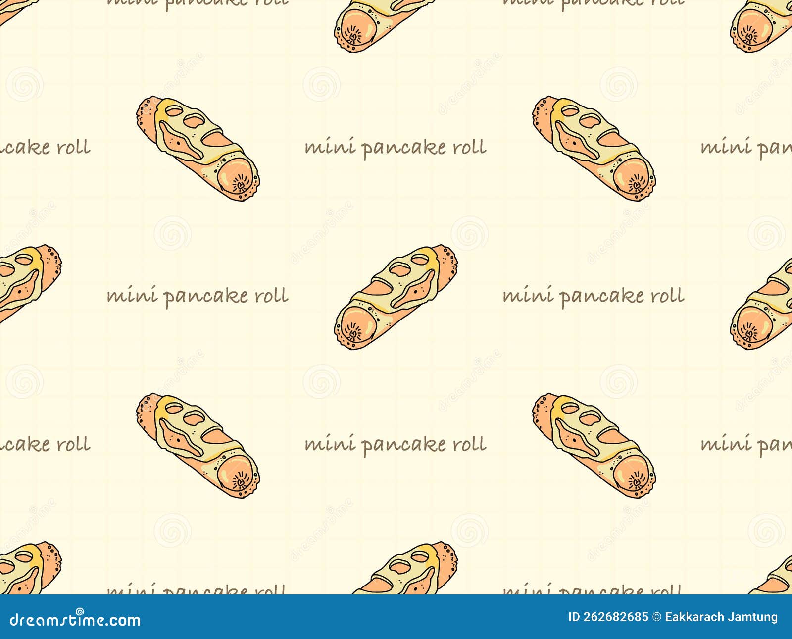 Mini Pancake Roll Seamless Pattern on Orange Background Stock Vector ...