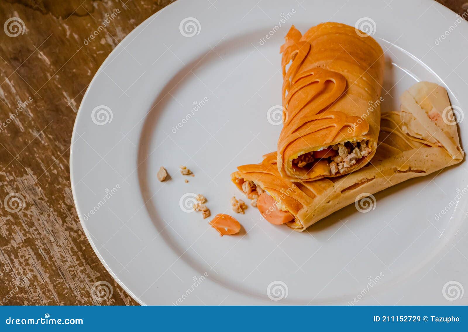 Mini Pancake Roll Stuffed with Pork and Sausage Stock Image - Image of ...