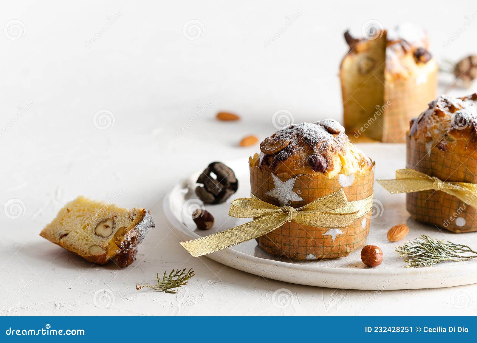 Mini Panettone With Christmas Decoration, Royalty-Free Stock ...