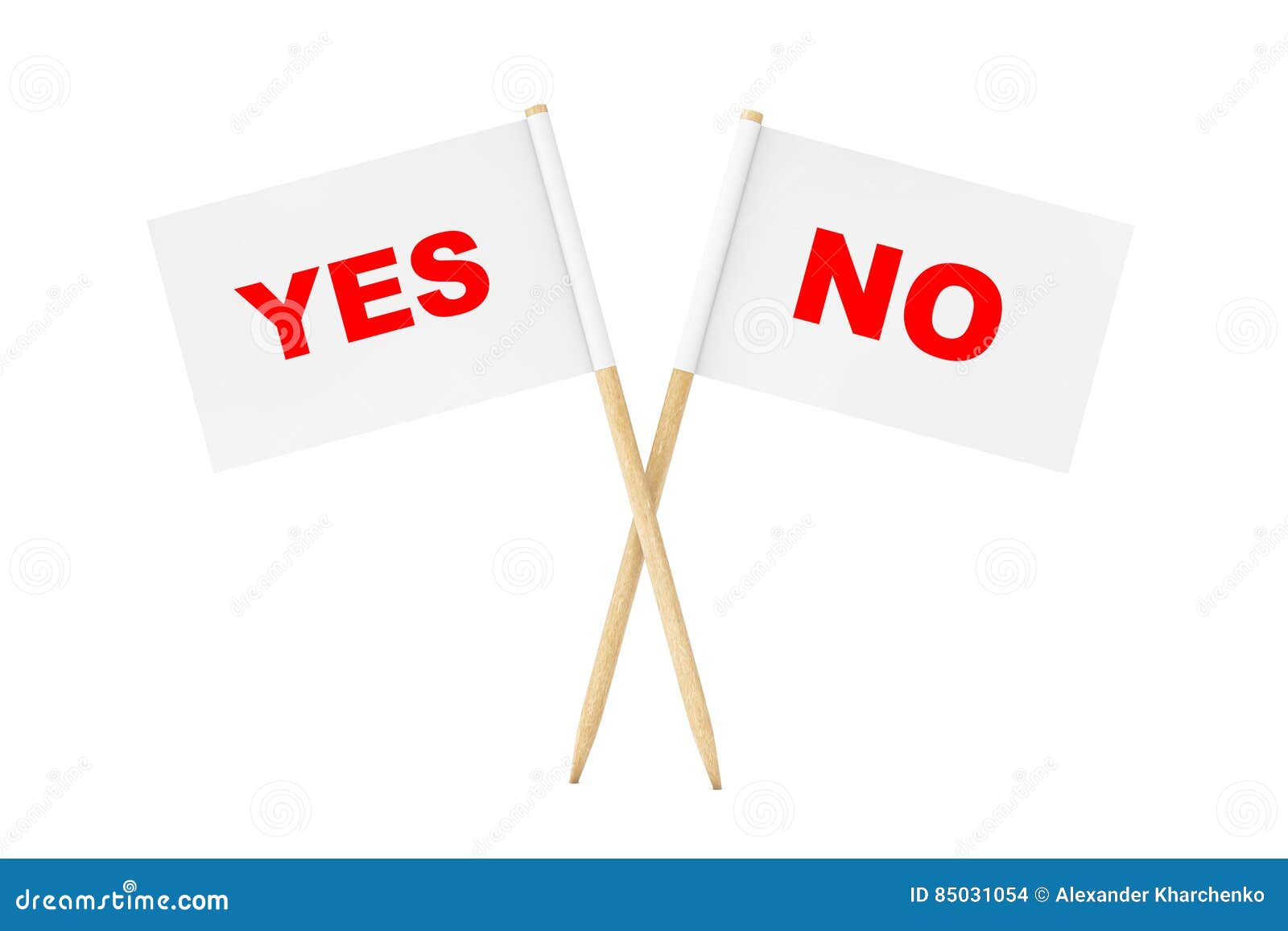 Mini Paper Pointer Flags with Yes and No Signs. 3d Rendering Stock ...