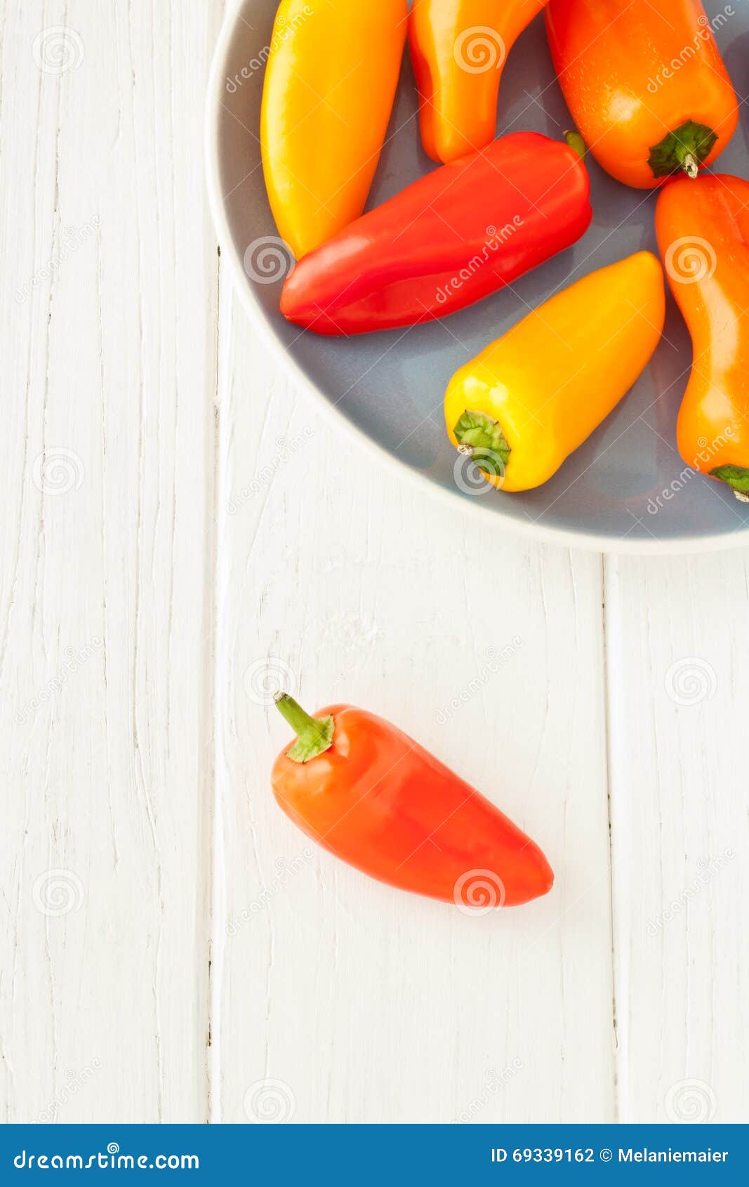 Mini Paprika on a White Wooden Table Stock Photo - Image of small ...