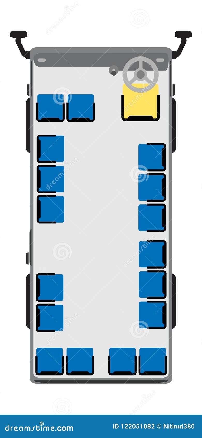 Mini Passenger Bus Seat Map Stock Illustration - Illustration of wheel ...