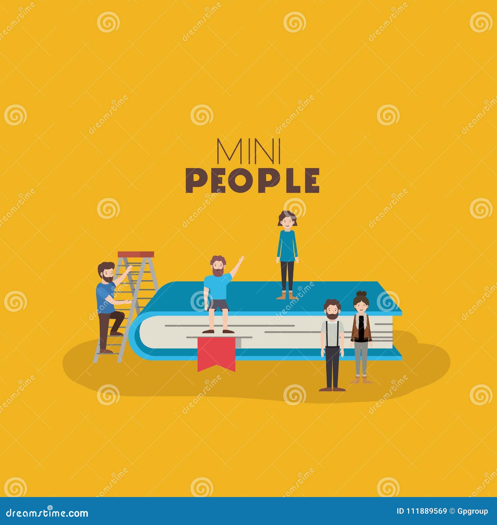 Mini people with book stock vector. Illustration of faceless - 111889569