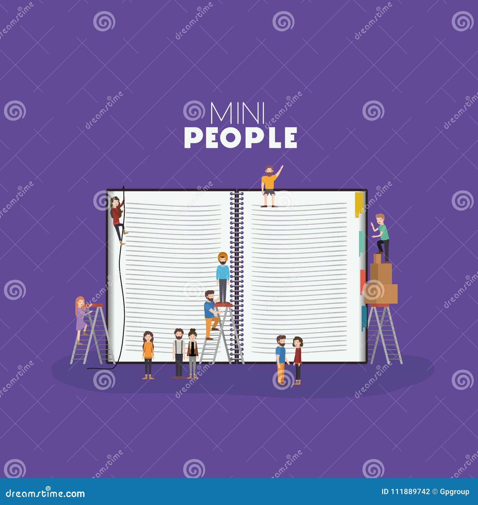 Mini people with book stock vector. Illustration of micro - 111889742
