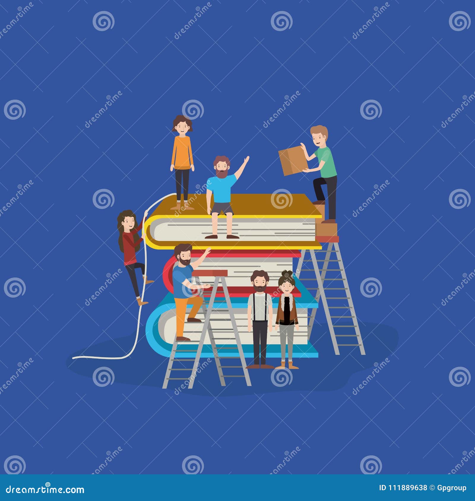 Mini people with books stock vector. Illustration of learn - 111889638