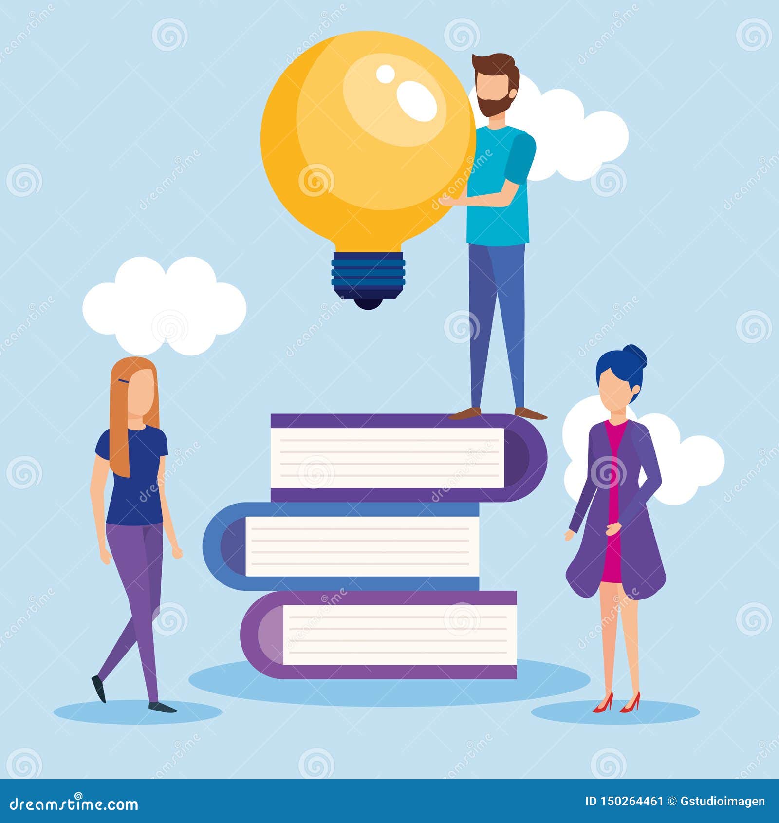 Mini People with Bulb Light Idea Vector Illustration Design Vector ...