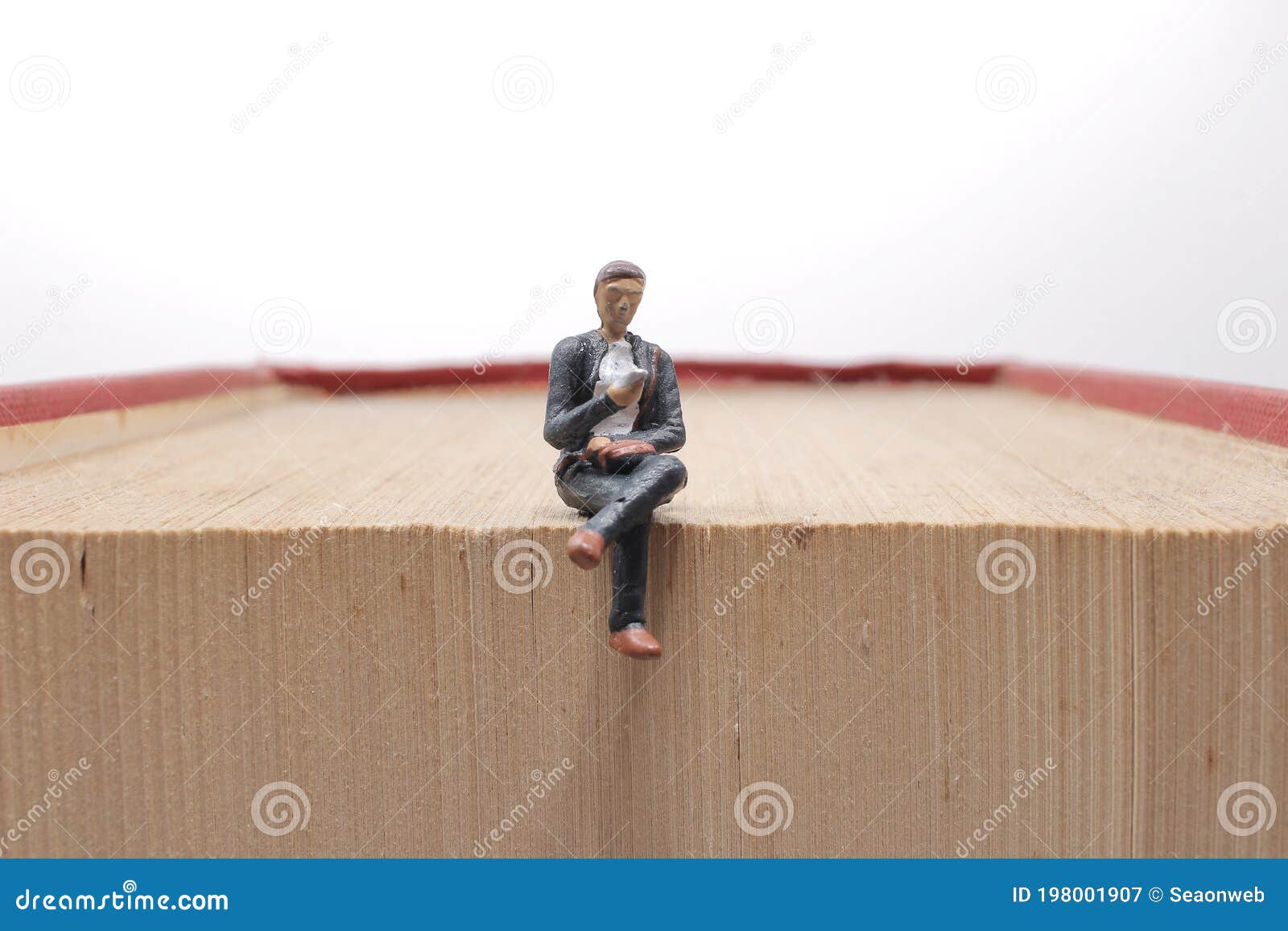 A Mini People Reading with Book, Education or Business Concept Stock ...