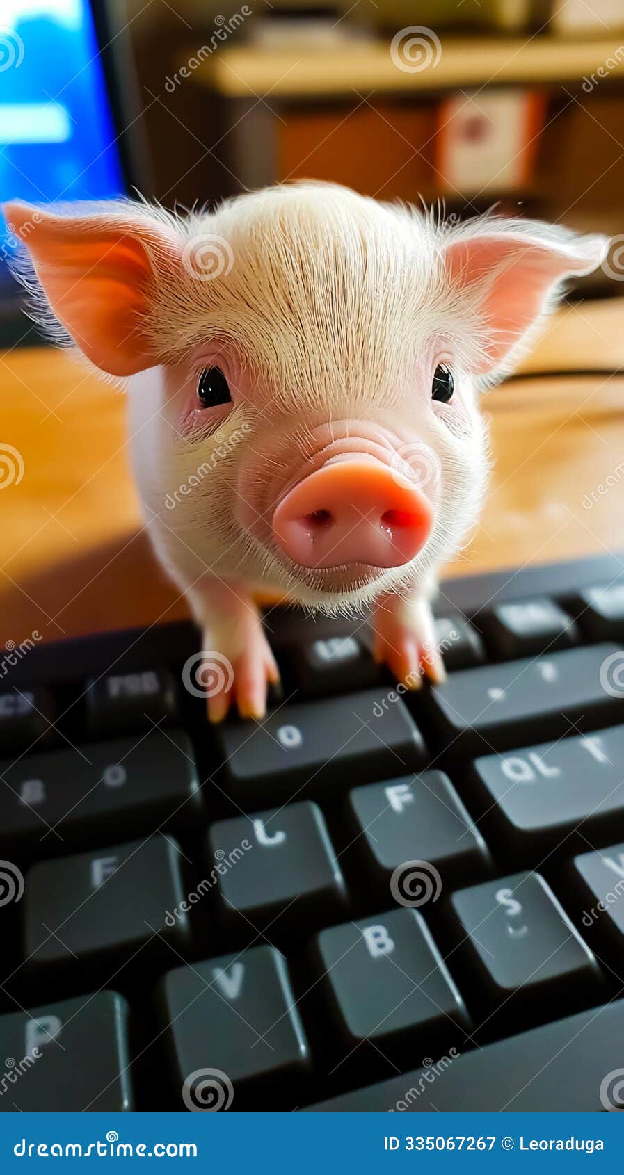 A Mini Pig Standing on Top of a Computer Keyboard Stock Illustration ...