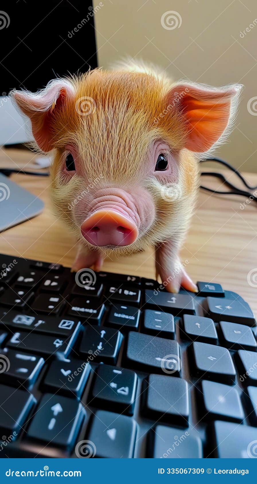 A Mini Pig Standing on Top of a Computer Keyboard Stock Illustration ...