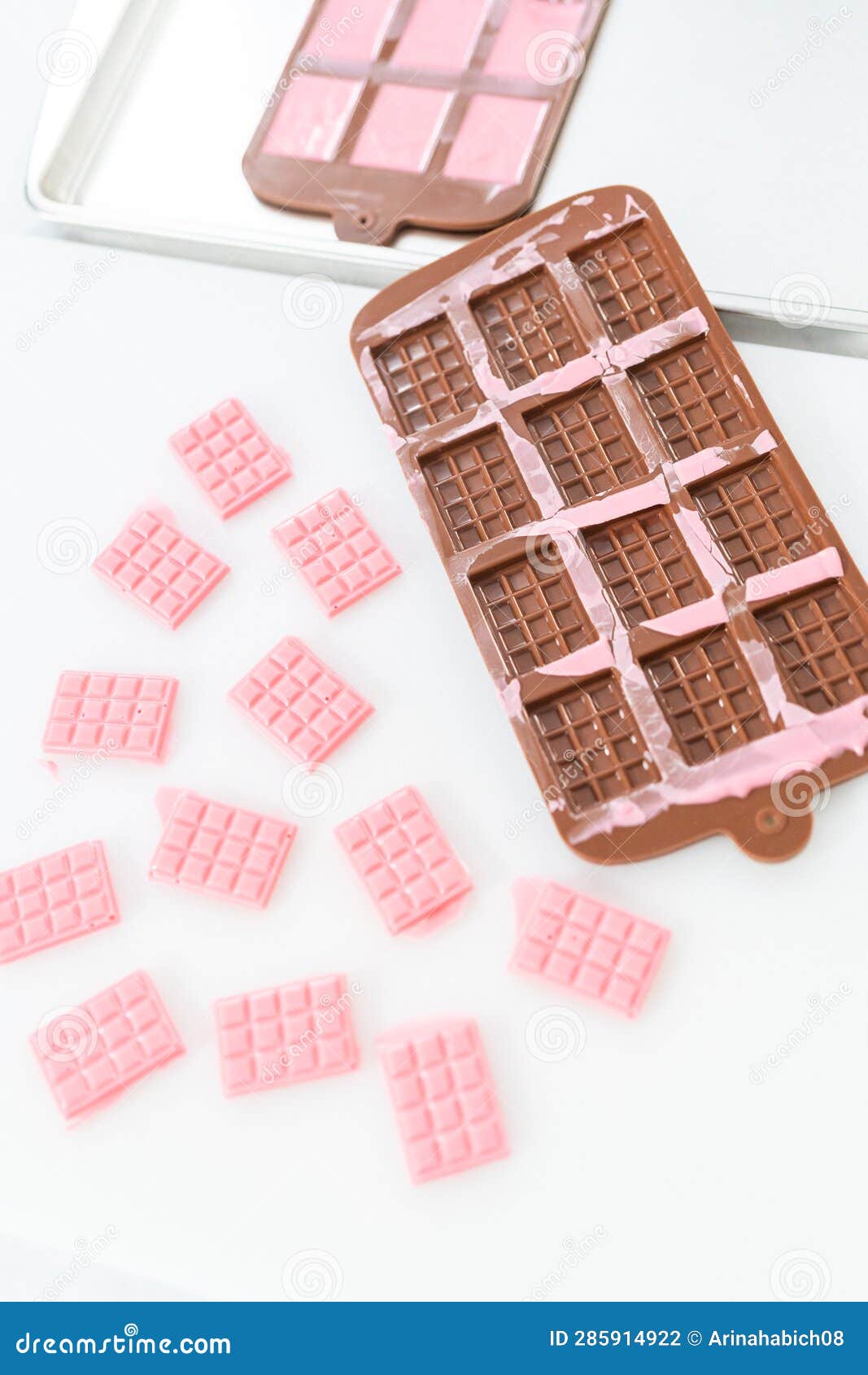 Mini pink chocolates stock photo. Image of homemade - 285914922