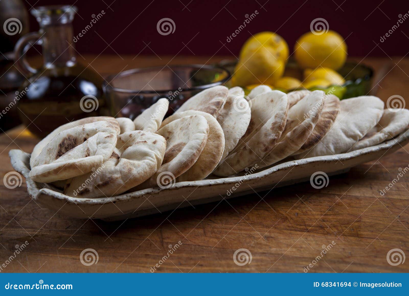 Mini pita bread stock photo. Image of food, basil, herbs - 68341694