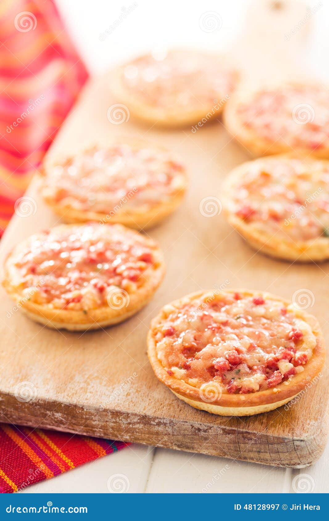 Mini Pizza on Cutting Board Stock Image - Image of italian, homemade ...