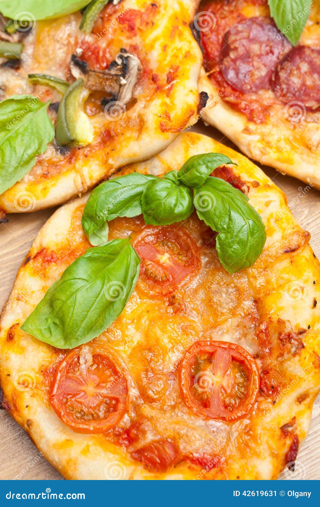Mini Pizzas Close up stock image. Image of food, mozzarella - 42619631